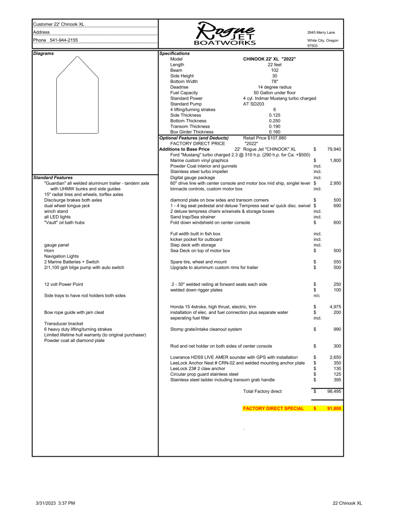 22′ Chinook XL – Rogue Jet Boatworks